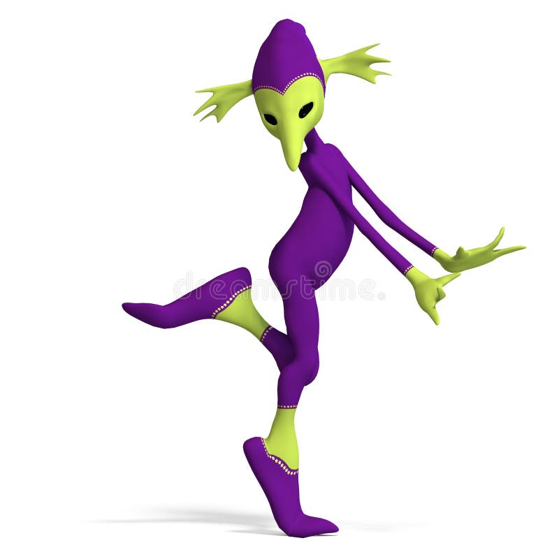 3D-illustration of a Cute and Funny Cartoon Alien Dancing Stock ...