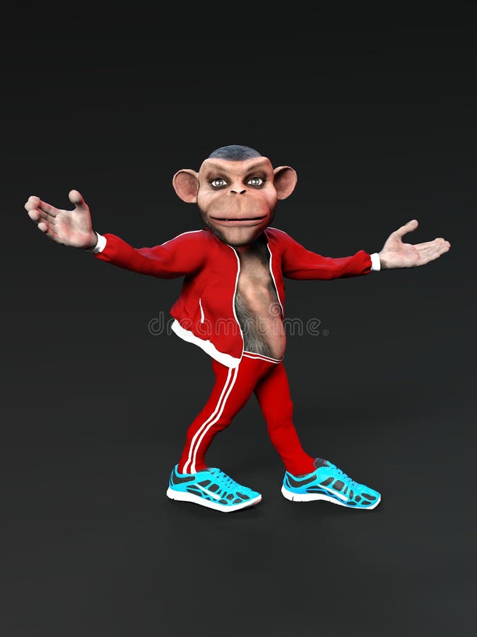 3D-illustration of a Cute and Funny Human Cartoon Monkey Animal As a ...