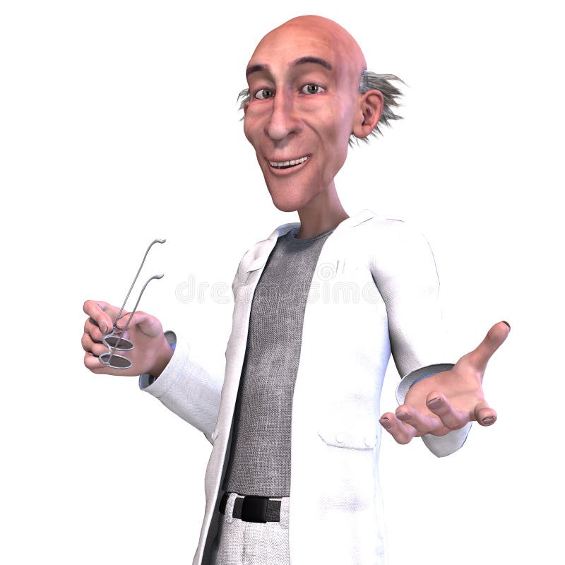 3D-illustration of a Evil and Funny Mad Scientist Protrait Stock ...