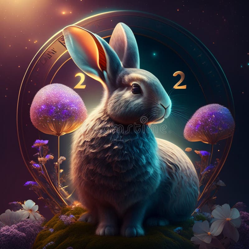 Rabbit with Clock and Compass. Vector Illustration in Retro Style Stock ...