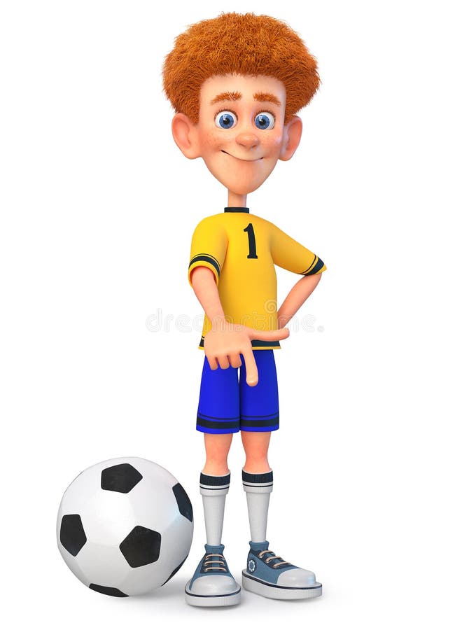 3d Illustration Cute Soccer Player with Ball Stock Illustration ...
