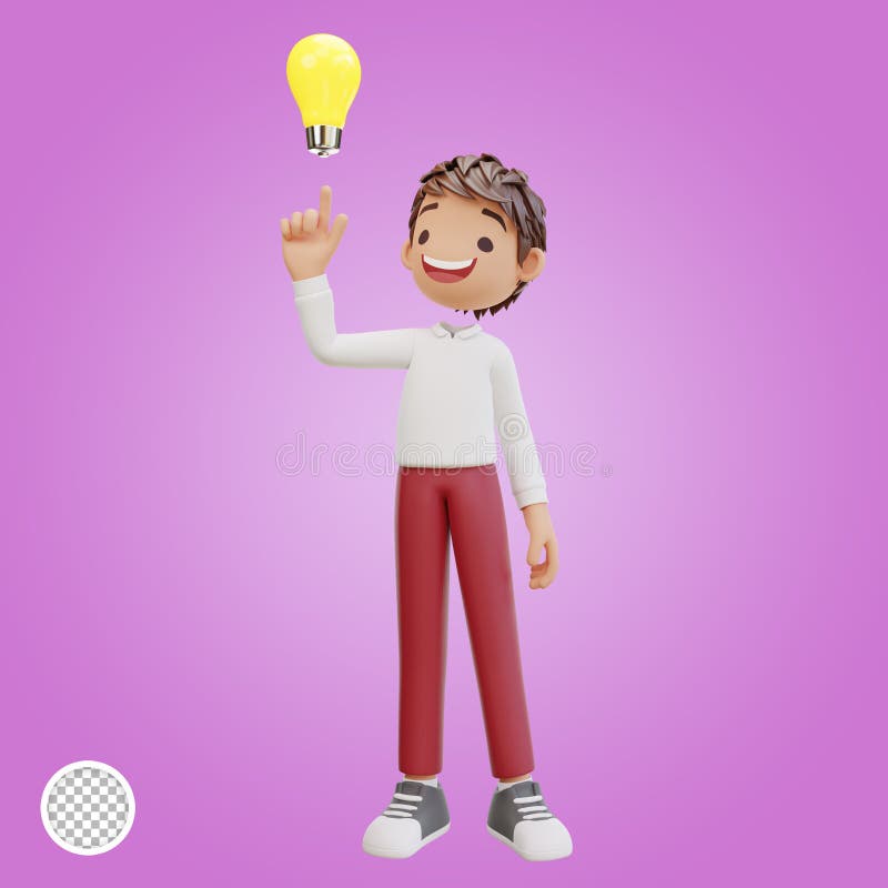 3d Rendered Cute Student Get an Idea Stock Image - Illustration of ...