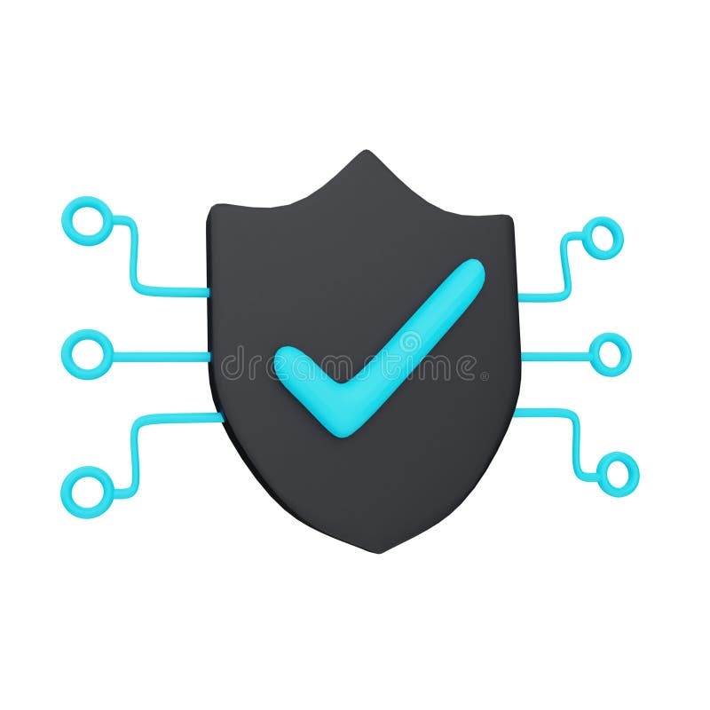 3d Illustration of a Cyber Security Object. Checklist Badge with Link ...