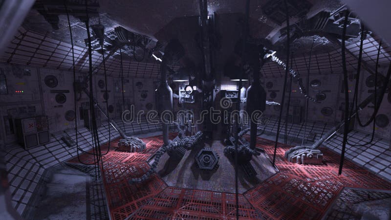 3D-illustration of a Cyberpunk Computer after a Catastrophe Stock ...