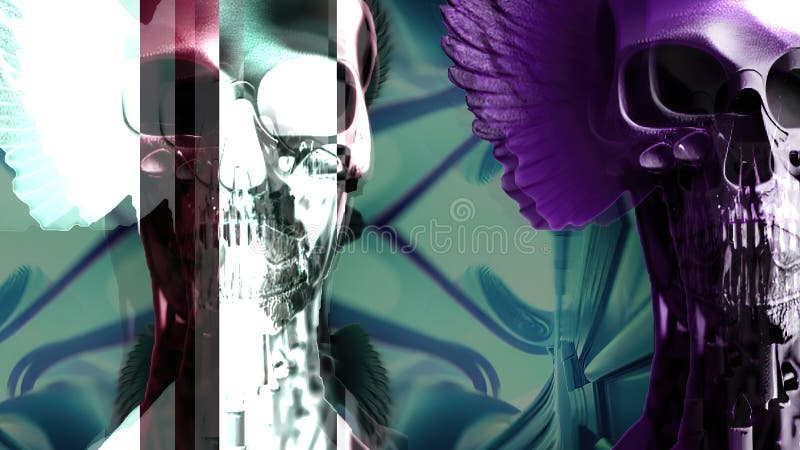 Cyborg Angel of Death Flapping with Wings Stock Illustration ...
