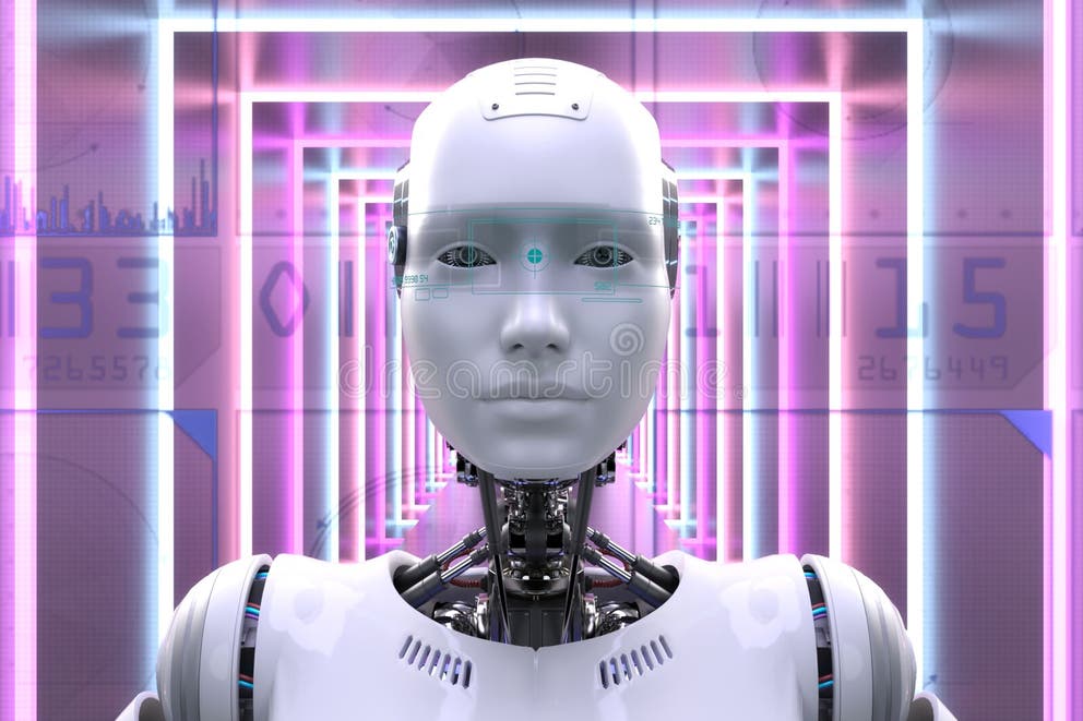 3D Illustration of a Cyborg with Artificial Intelligence Stock ...