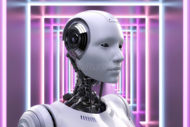 3D Illustration of a Cyborg with Artificial Intelligence Stock ...