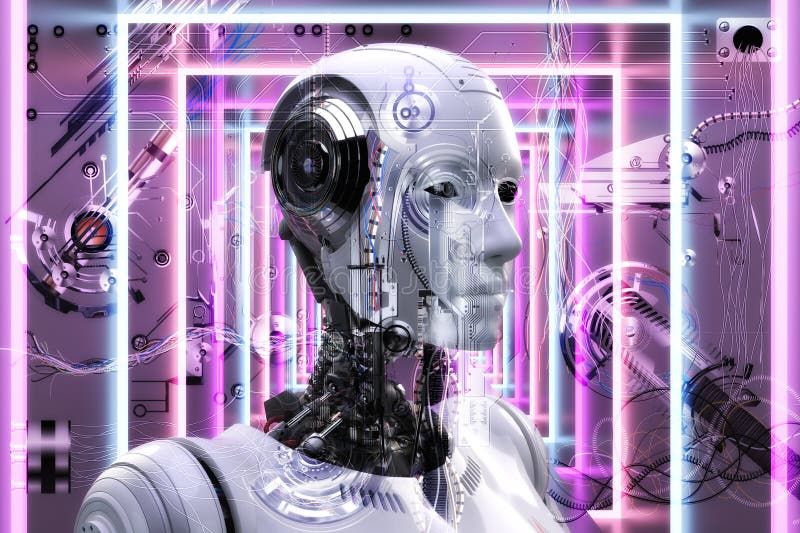 3D Illustration of a Cyborg with Artificial Intelligence Stock ... 3D Illustration of a Cyborg with Artificial Intelligence Stock ...