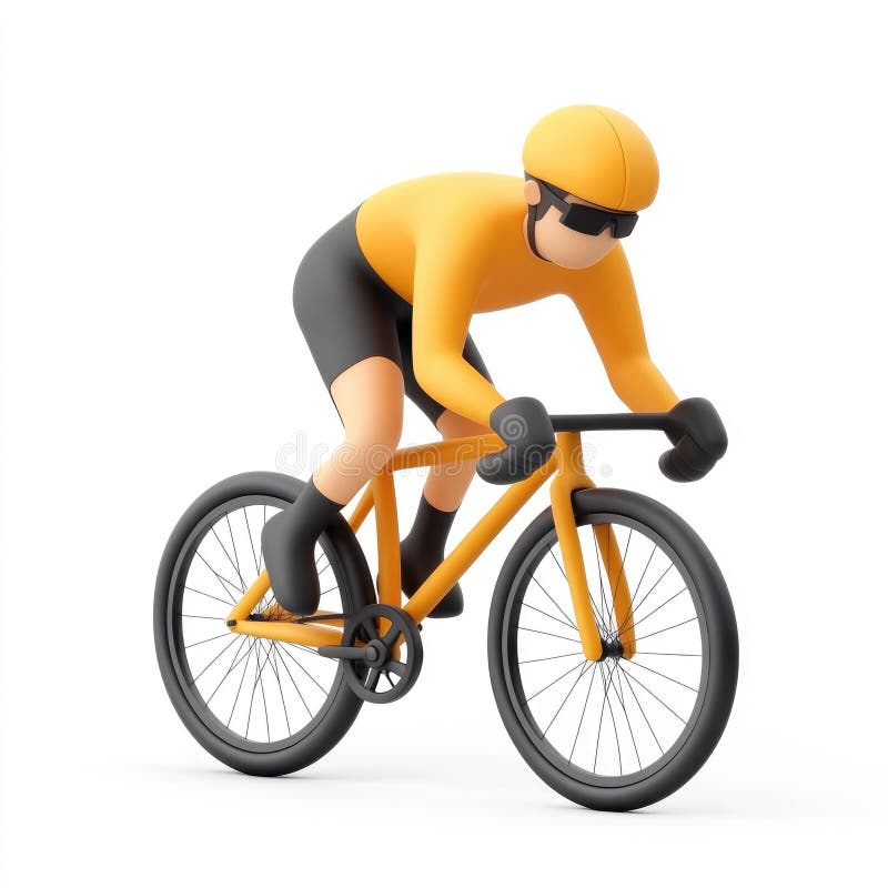 Energetic Cyclist in Yellow Riding a Fixie Bicycle Stock Illustration ...