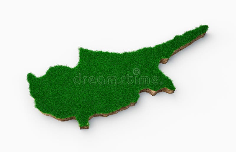 Cyprus Map Soil Land Geology Cross Section with Green Grass and Rock ...