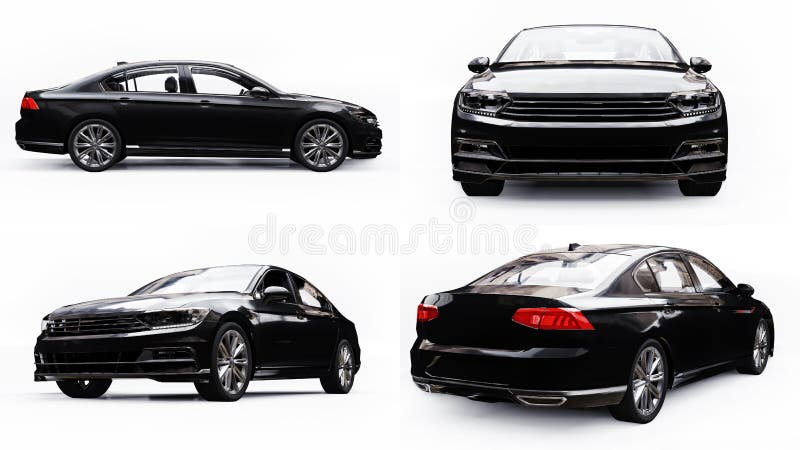 3d Illustration. 3d Rendering of a Brandless Generic Car in a White ...