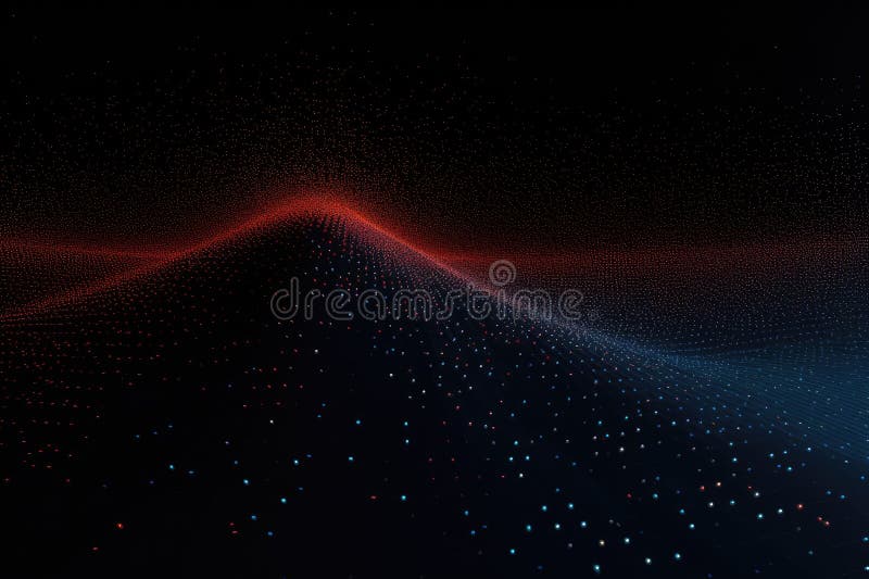 3D Illustration of a Dark Background with a Glowing Red and Blue ...