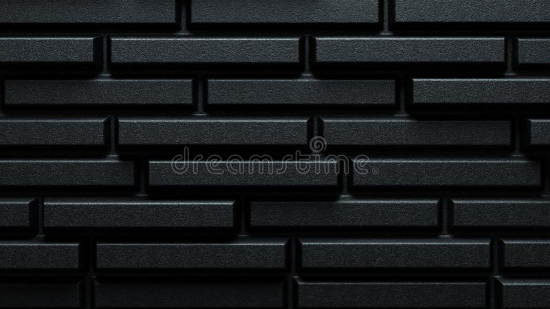 3d Illustration Dark Black Geometric Brick Pattern Stock Illustration ...