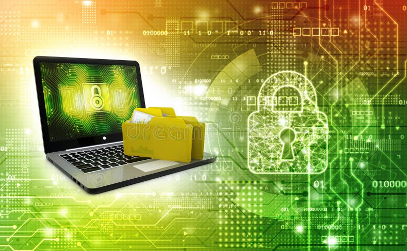 3d Illustration of Data Sharing with Computer Stock Illustration ...