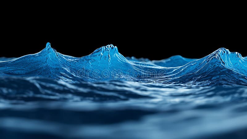 A 3D Illustration of Deep Blue Water Featuring Waves and Sparkling ...