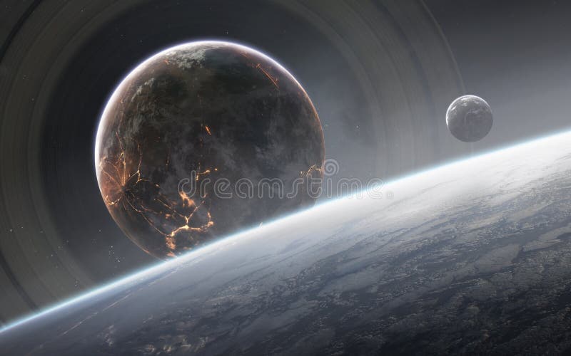 3D Illustration of Deep Space Planets Stock Illustration - Illustration ...