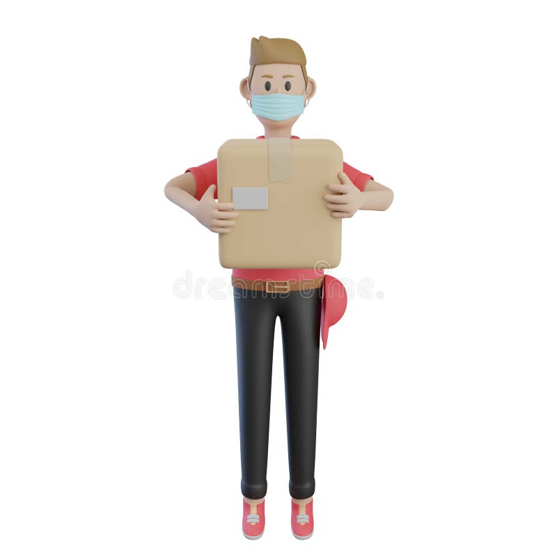 3D Delivery Agent Illustration Stock Image - Illustration of safety ...