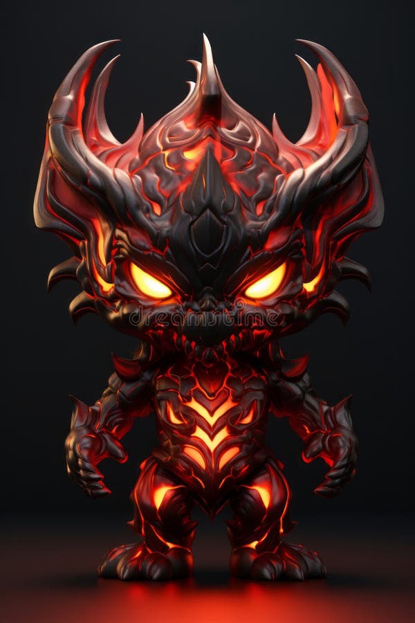A 3d Illustration of a Demon with Glowing Red Eyes Stock Illustration ...