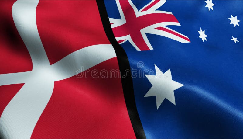 3D Illustration of Denmark and Australia Flag Stock Illustration ...