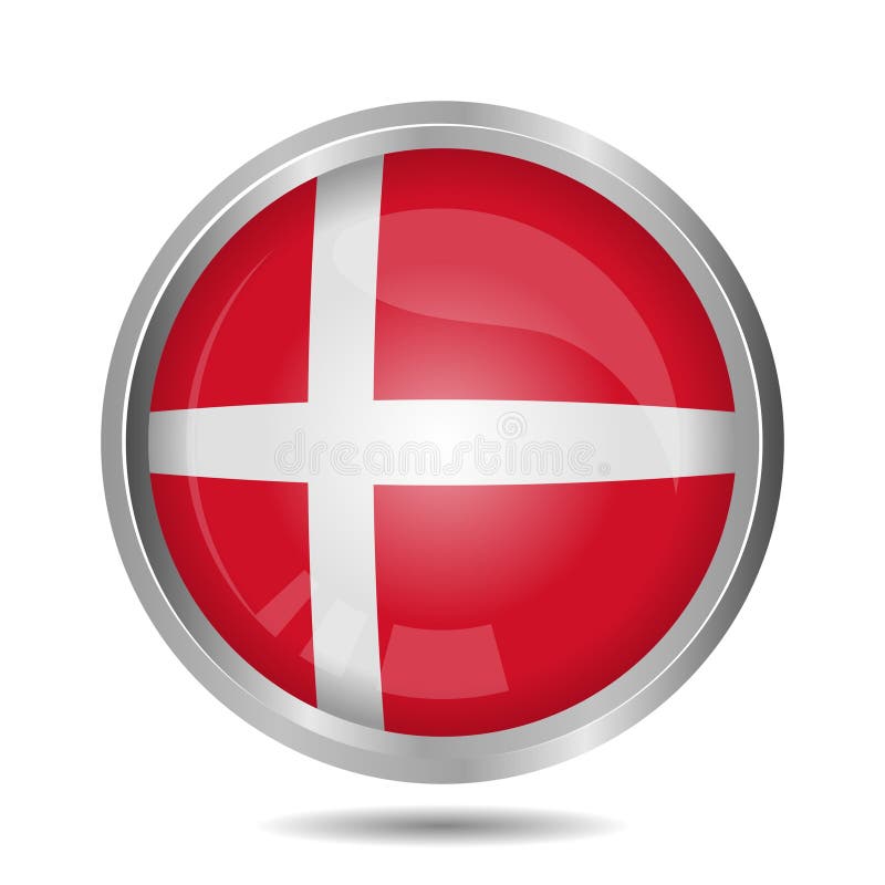 Denmark Flag Button Isolated on White, 3D Illustration of the Denmark ...