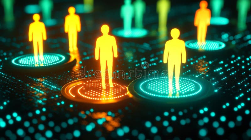 A 3D Illustration Depicting People Connecting Via the Internet through ...