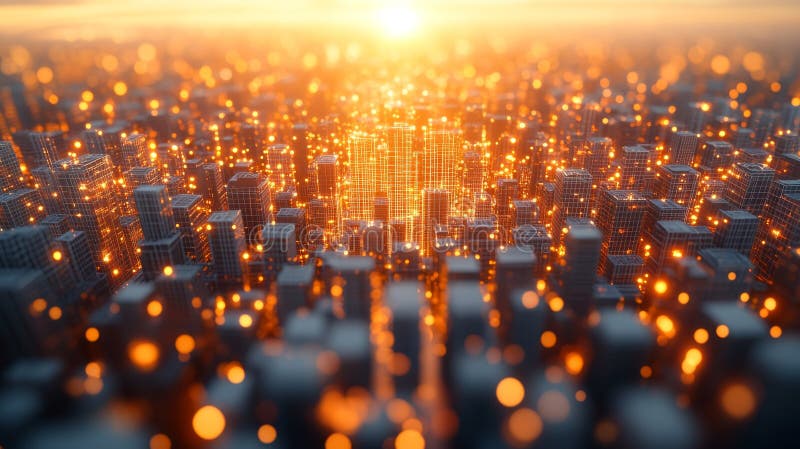 A 3D Illustration Depicting Smart City Technology, Featuring a ...