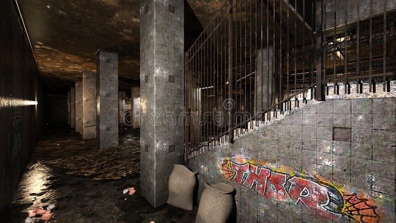 3D-illustration of a Destroyed and Abandoned Subway Station Stock ...