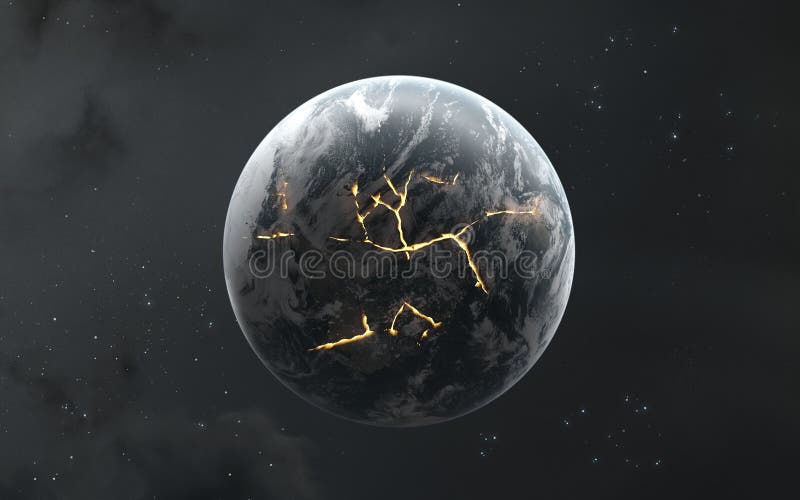 3D Illustration of Destruction of the Planet Earth. Asteroid Impact ...