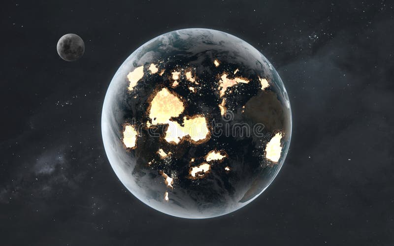 3D Illustration of Destruction of the Planet Earth. Asteroid Impact ...