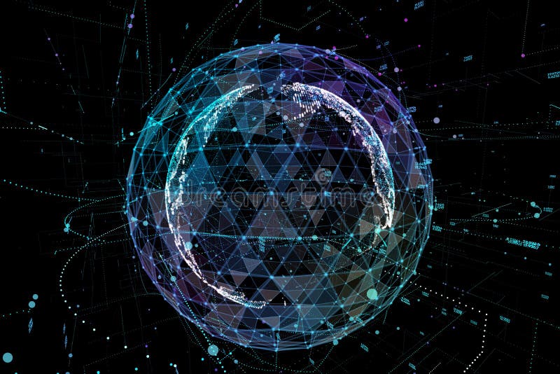 3d Illustration of Detailed Virtual Planet Earth. Technological Digital ...