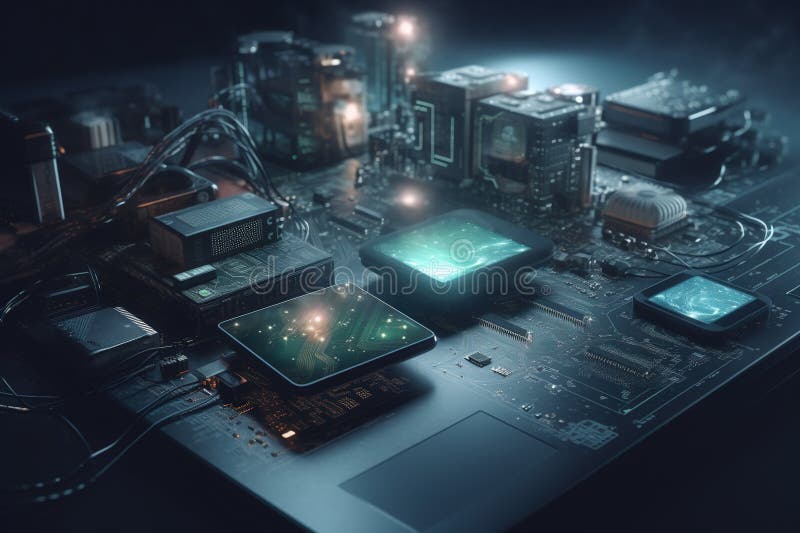 3D Illustration of Devices Connected To the Big Data Network Via Cloud ...