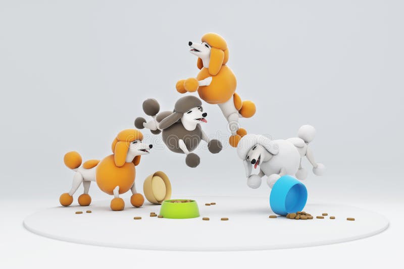 3D Illustration of Different Activities of Dogs Stock Illustration ...