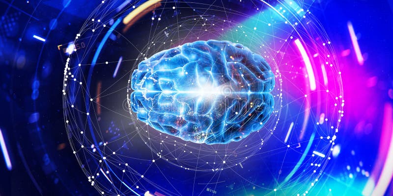 3d Illustration. Digital Brain Stock Illustration - Illustration of ...