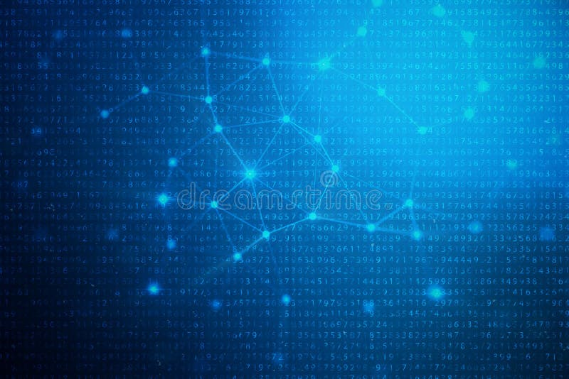 3D Illustration Digital Code on Blue Background. Concept Code ...