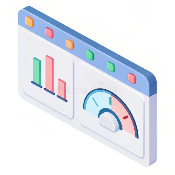 3D Illustration of a Digital Statistics Panel Displaying Graphs and ...