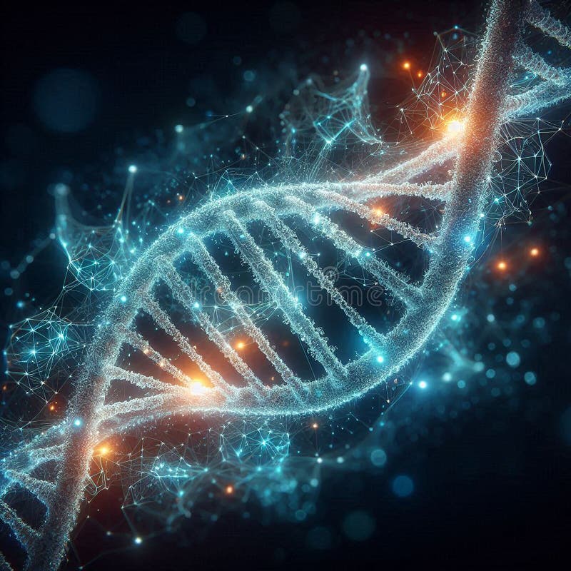 3D Illustration of DNA Cell Stock Illustration - Illustration of atom ...