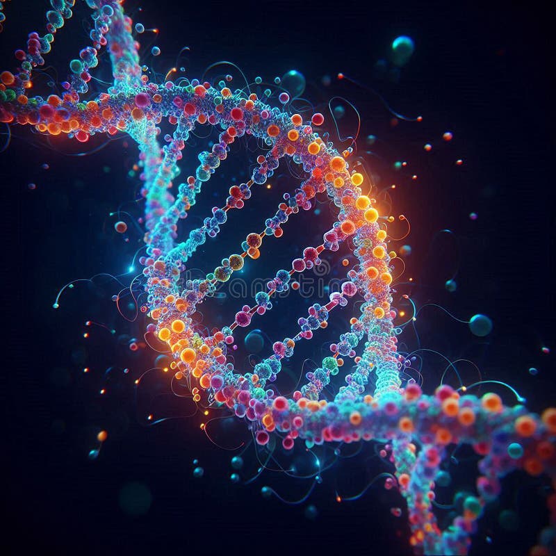 3D Illustration of DNA Cell Stock Illustration - Illustration of purple ...