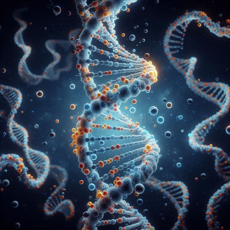 3D Illustration of DNA Cell Stock Illustration - Illustration of ...