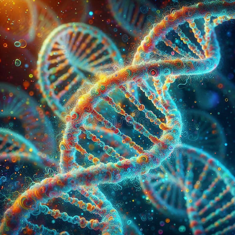 3D Illustration of DNA Cell Stock Illustration - Illustration of blue ...