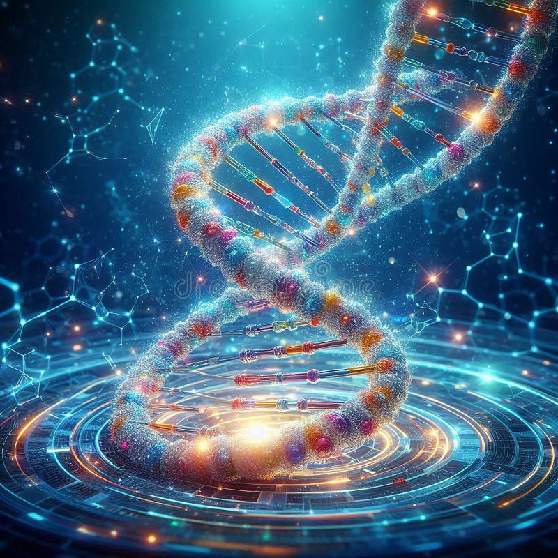 3D Illustration of DNA Cell Stock Illustration - Illustration of purple ...