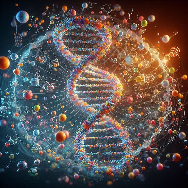 3D Illustration of DNA Cell Stock Illustration - Illustration of ...