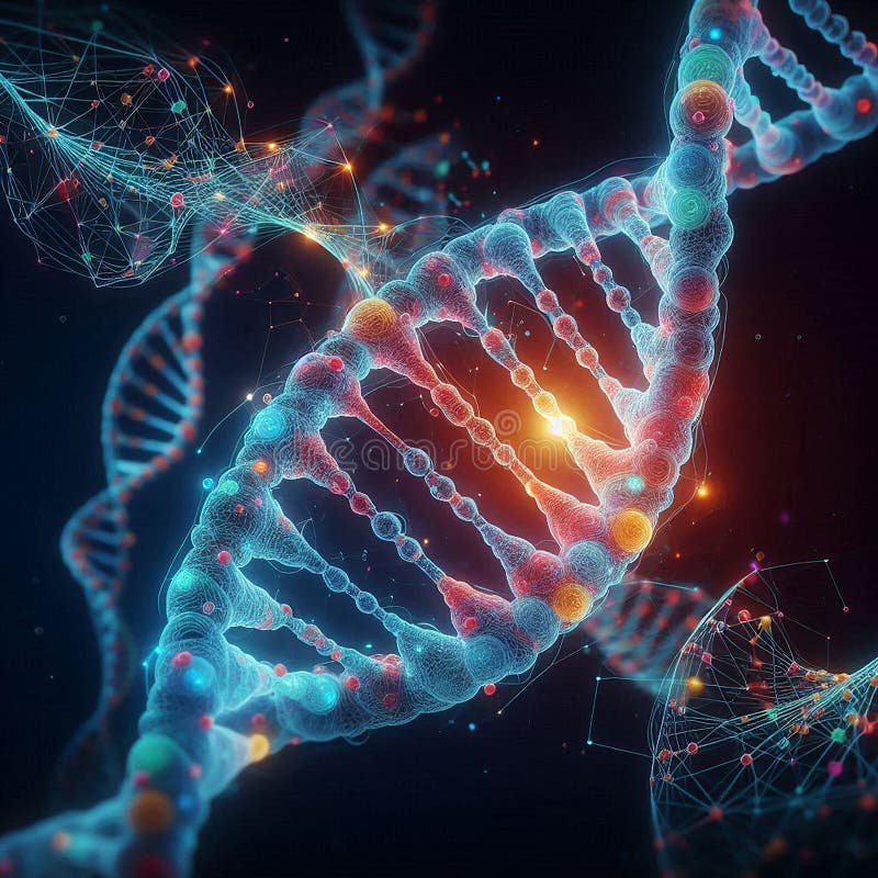 3D Illustration of DNA Cell Stock Illustration - Illustration of ...