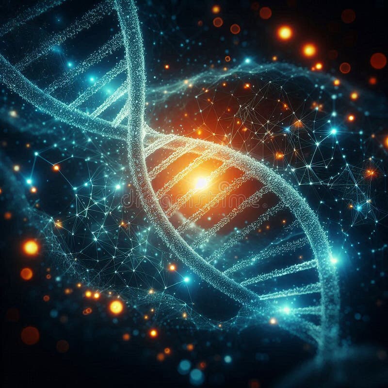 3D Illustration of DNA Cell Stock Illustration - Illustration of lilac ...