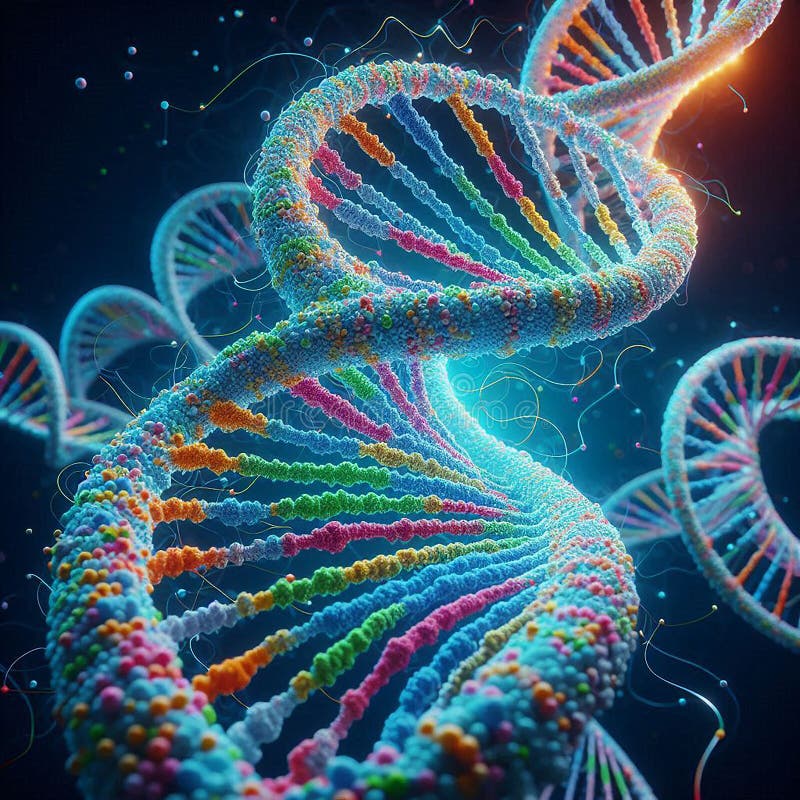 3D Illustration of DNA Cell Stock Illustration - Illustration of ...