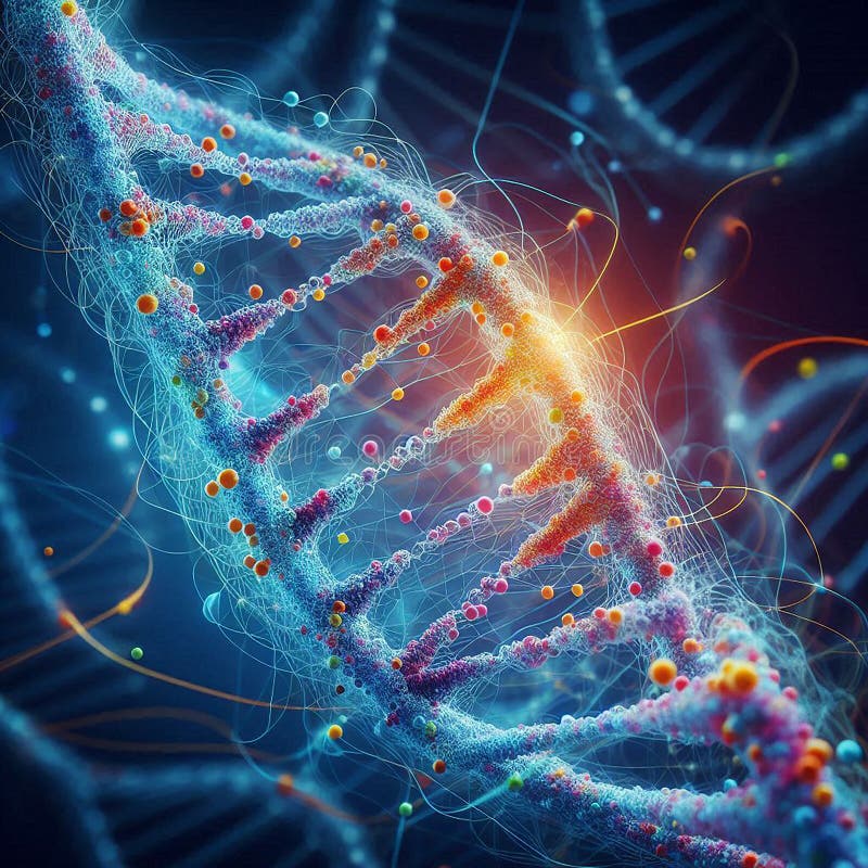 3D Illustration of DNA Cell Stock Illustration - Illustration of ...