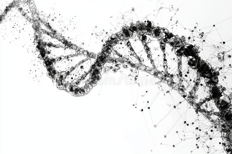 A 3D Illustration of DNA, Depicting the Decoding of the Genome Sequence ...