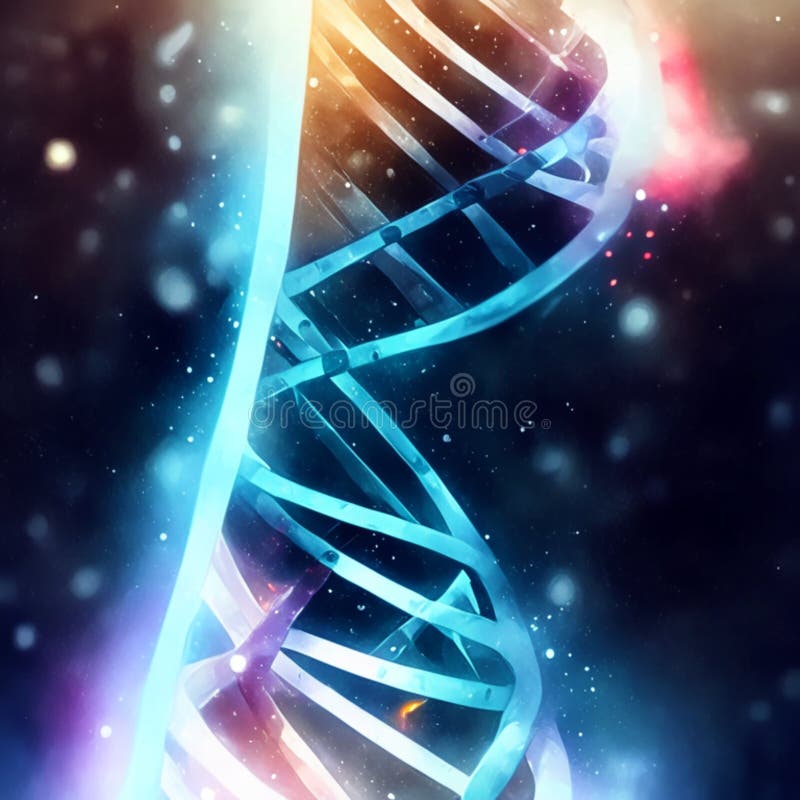 3D Illustration DNA Helix Structure in Space, Science and Technology ...