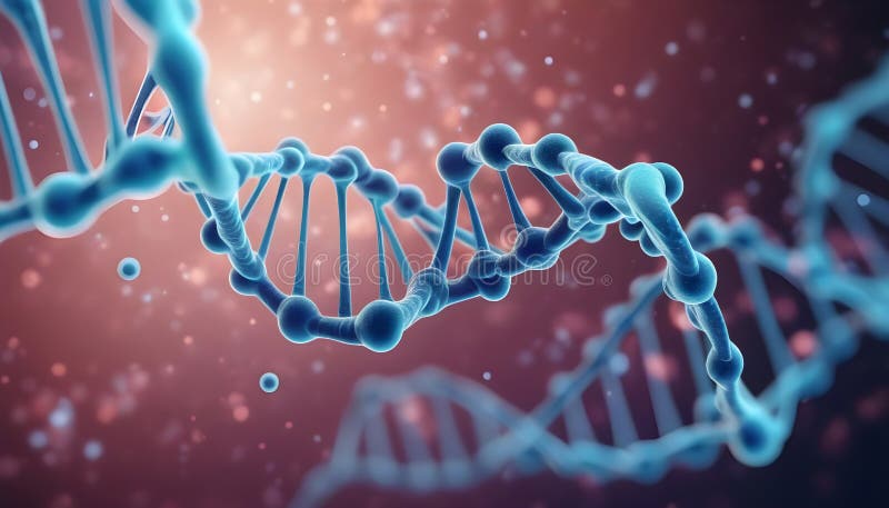 3D Illustration DNA Molecule with Blue Color Background. 3D Rendering ...