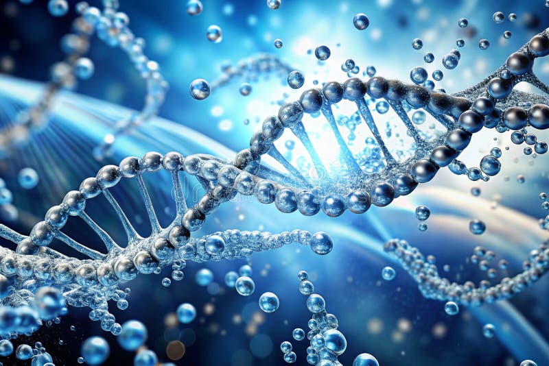 DNA Molecule Made of Water 3d Illustration on Plexus Background Stock ...