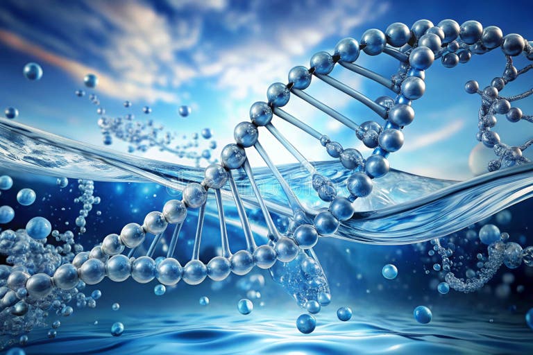 3d Illustration of DNA Molecule Model from Water. Science Background ...